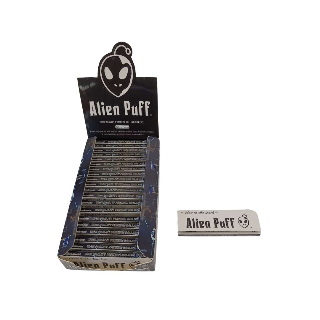 Alien Puff 1.25 Size Luminous Glow in The Dark Rolling Papers 24 Bookl ...
